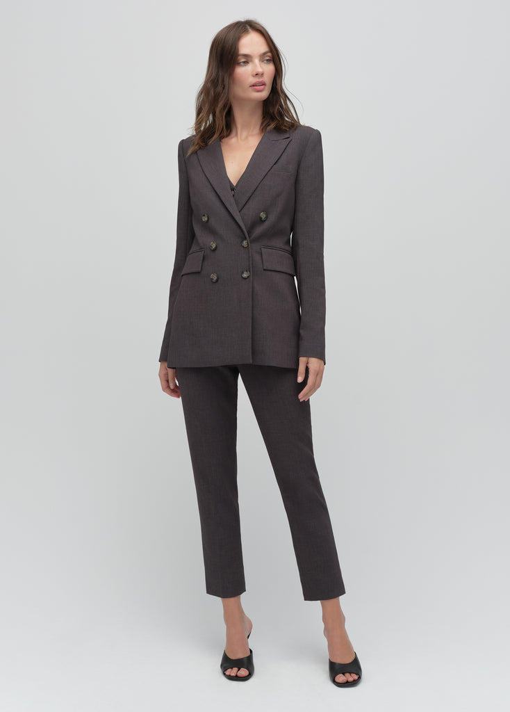 Favorite Cigarette Pant | Grey Pinstripe Tailored Slim Fit Suiting | Favorite Daughter