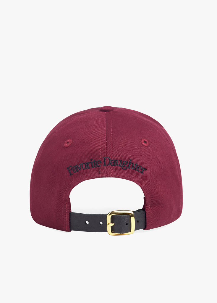 Burgundy Baseball Cap with Leather Strap | women's Caps | Favorite Daughter