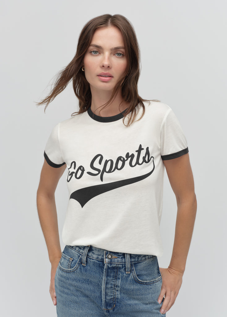 Go Sports Ringer Tee | Off-White & Black Classic Cotton Blend Tee ...